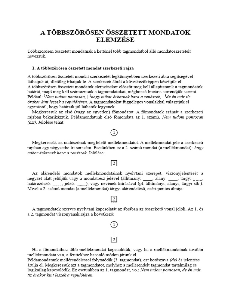 A Többszörösen Összetett Mondatok Elemzése | PDF