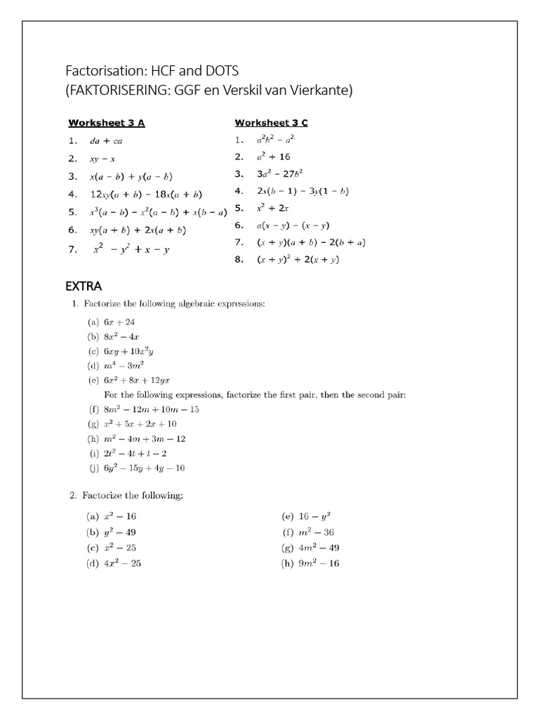 Factorisation HCF and DOTS | PDF