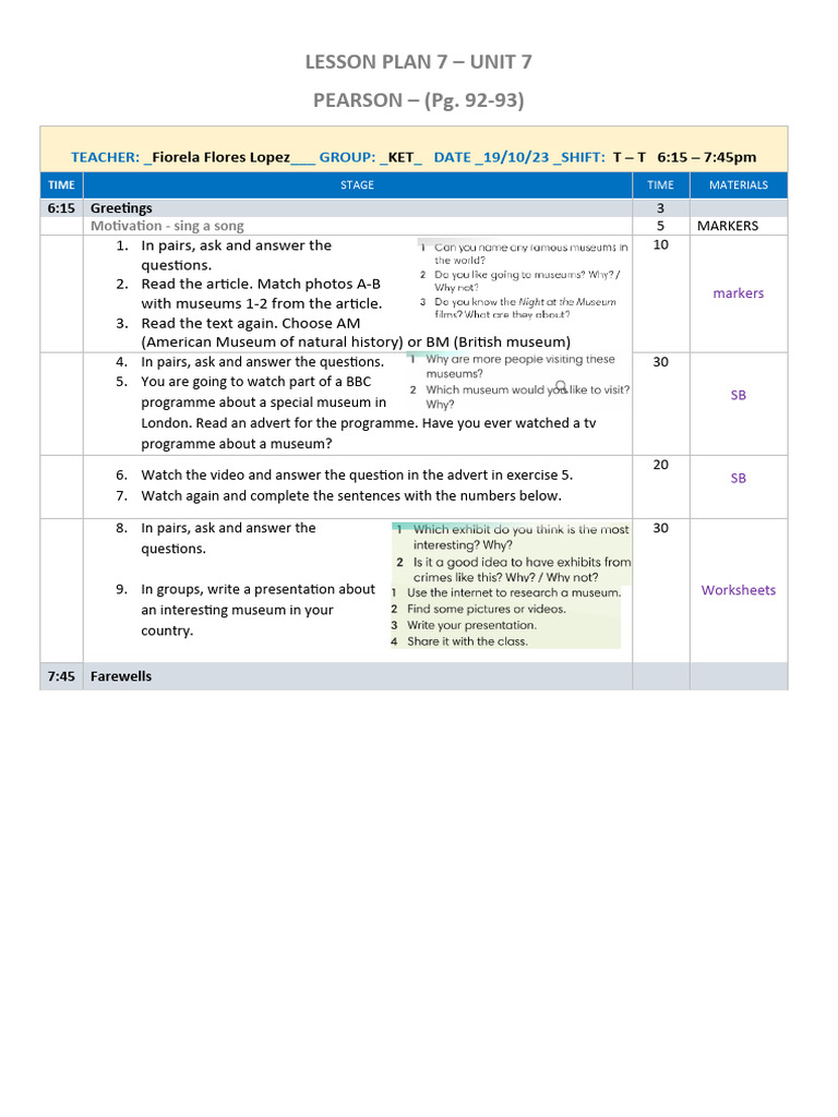 LESSON PLAN 7 - Ket - Reading | PDF | Human Communication