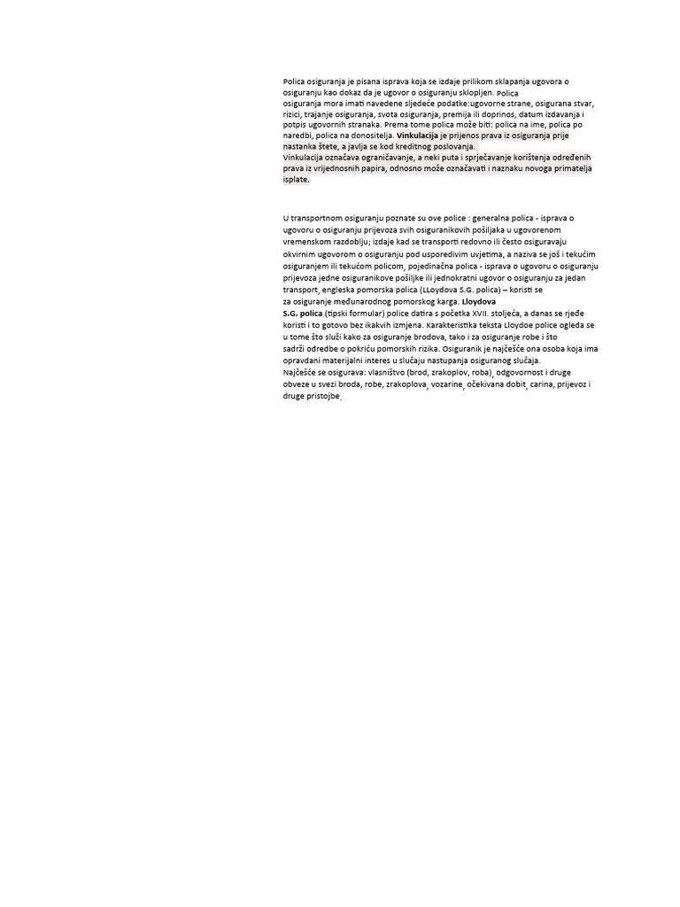 Polica Osiguranja | PDF