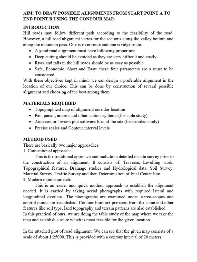 Optimal Hill Road Alignment Analysis | PDF | Contour Line | Topography