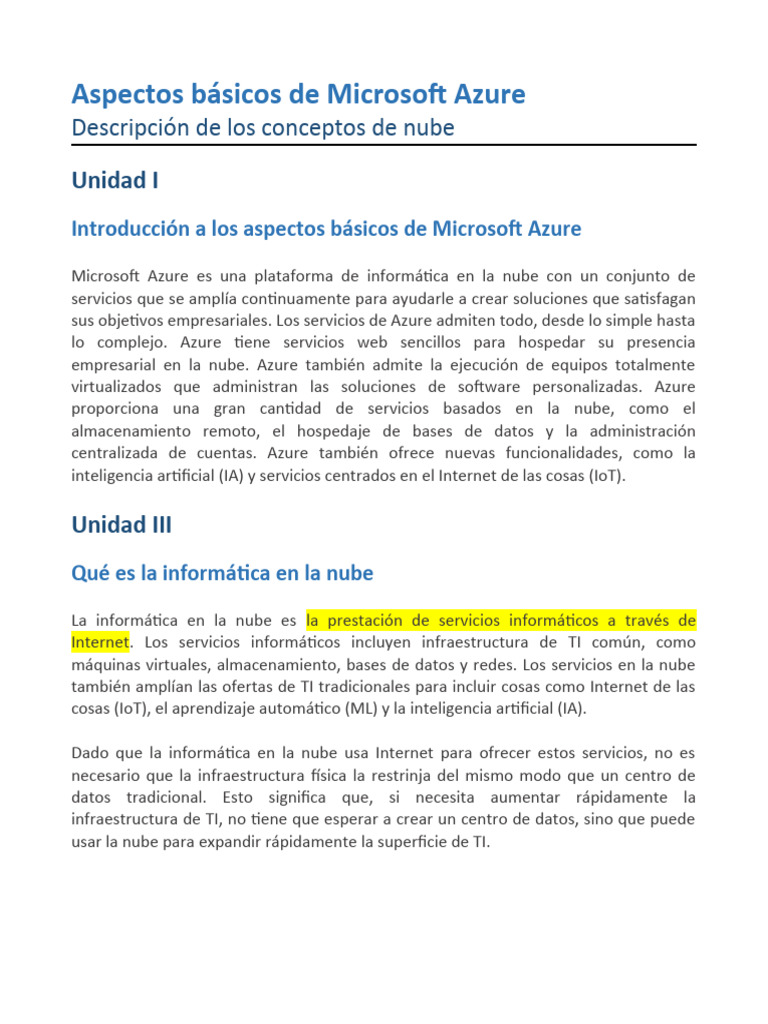 Introducción a Microsoft Azure y Nube | PDF | Computación en la nube | Microsoft Azure
