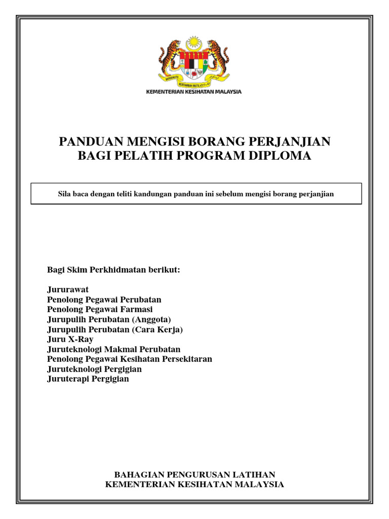 Panduan Mengisi Borang Perjanjian - Pelatih Diploma | PDF Panduan Mengisi Borang Perjanjian - Pelatih Diploma | PDF