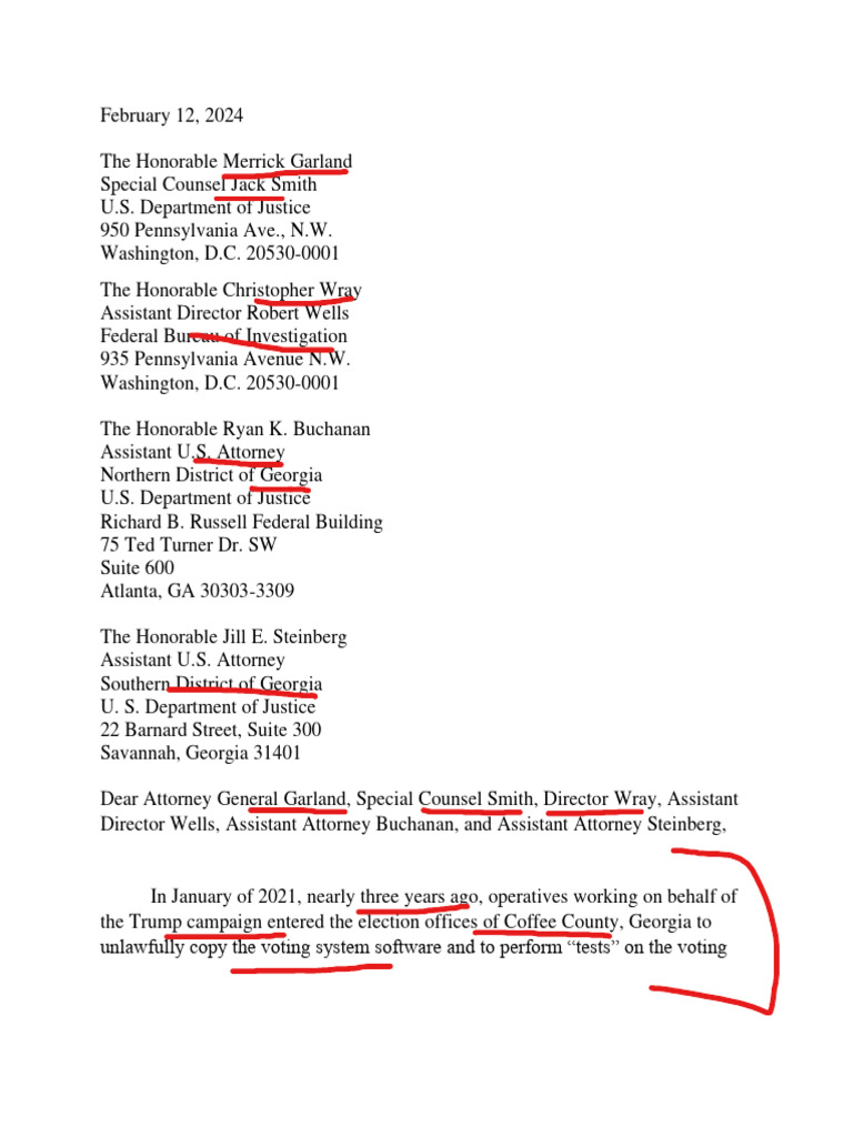 Georgia Elections Are Broken Letter To Merrick Garland | Download Free ...