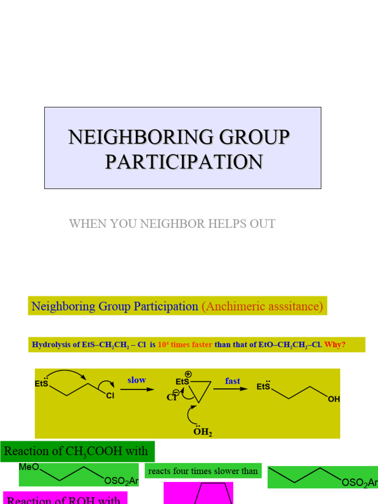 Neighbouring Group Participation L9 | PDF | Physical Chemistry ...