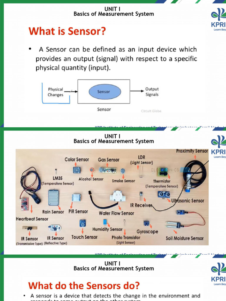 Unit 1 SENSORS AND IOT | PDF | Measurement | Sensitivity Analysis