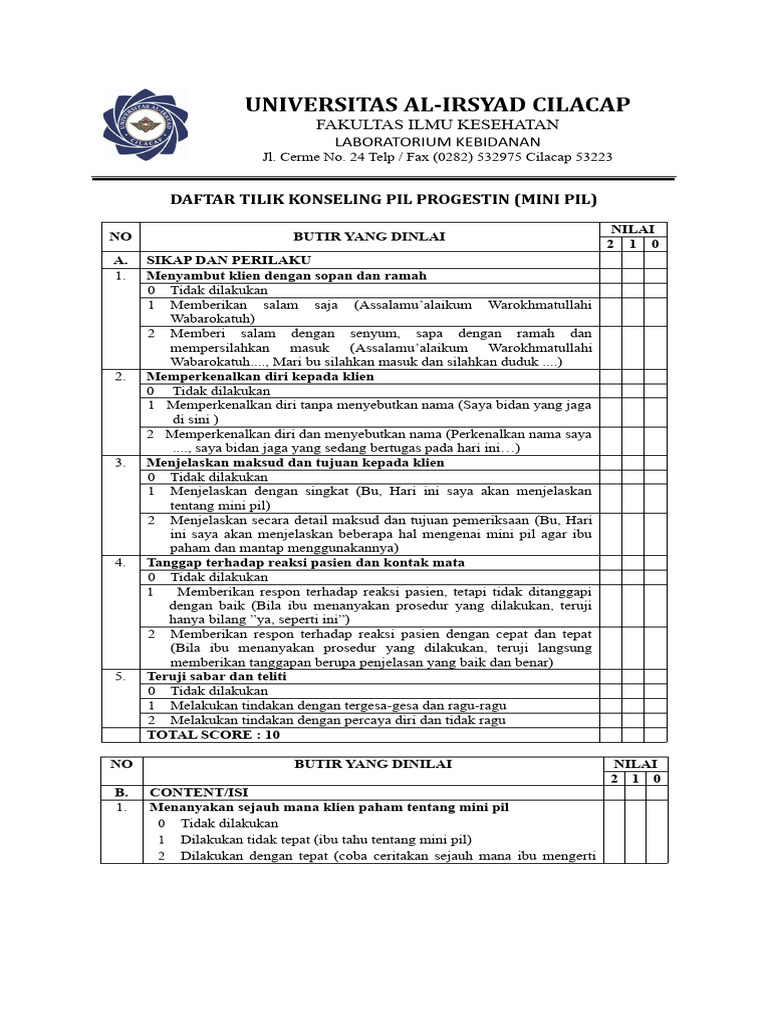 Konseling Pil Progestin Mini PIl | PDF | Kesehatan Holistik