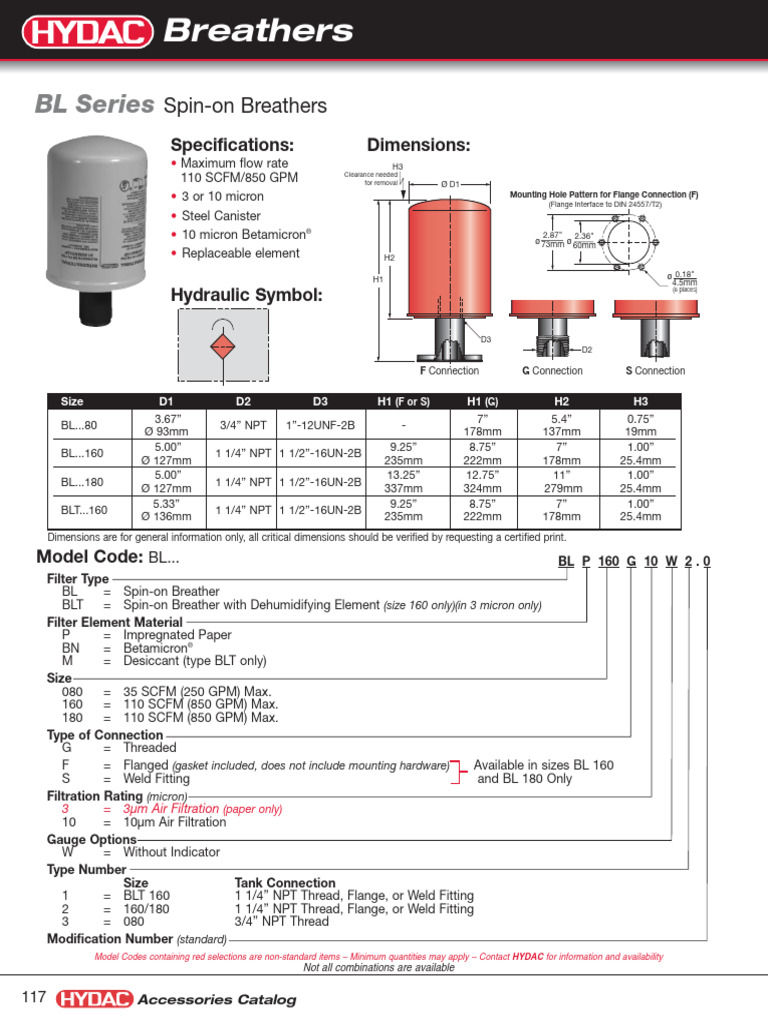HYDAC Breathers | PDF | Manufactured Goods | Mechanical Engineering