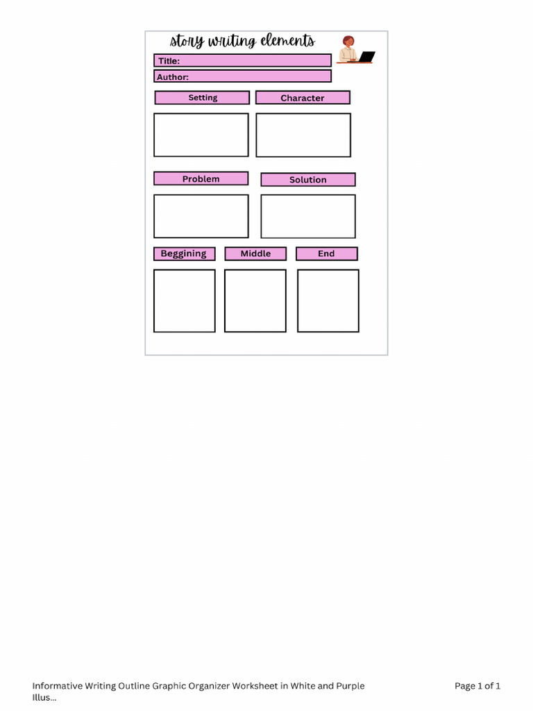 Informative Writing Outline Graphic Organizer Worksheet in White and ...