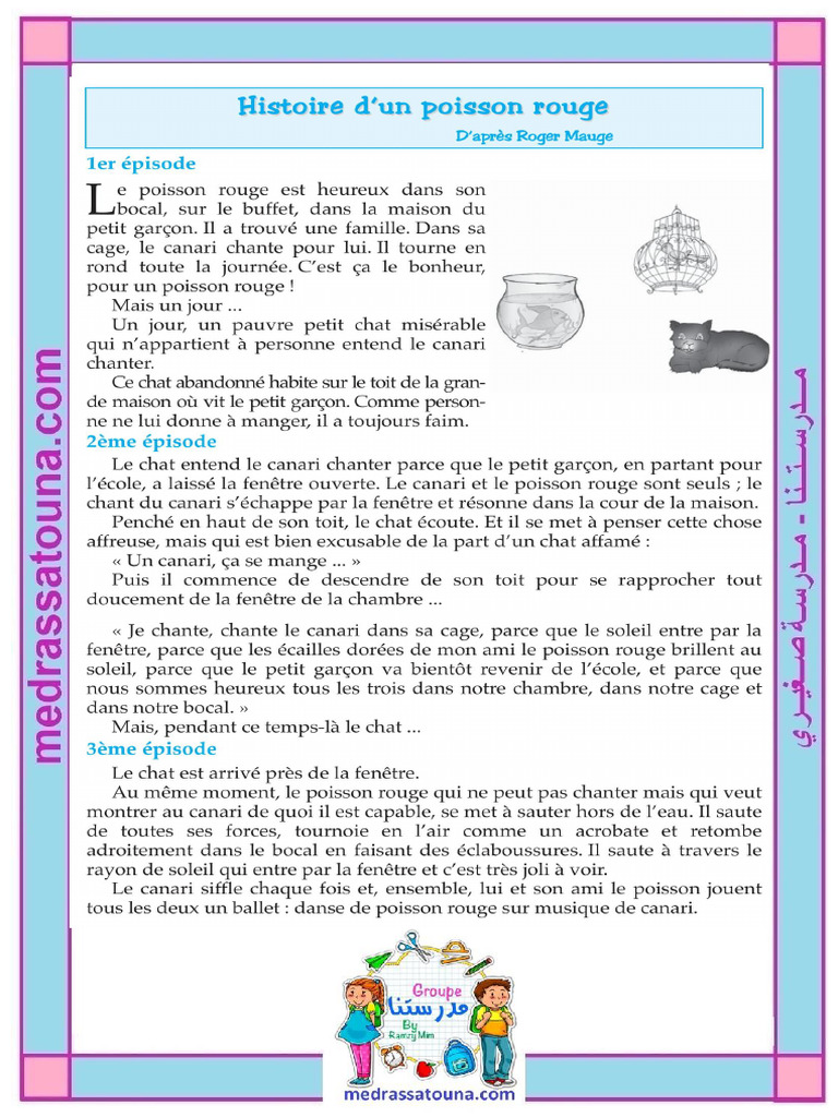 Histoire Dun Poisson Rouge Medrassatouna | PDF
