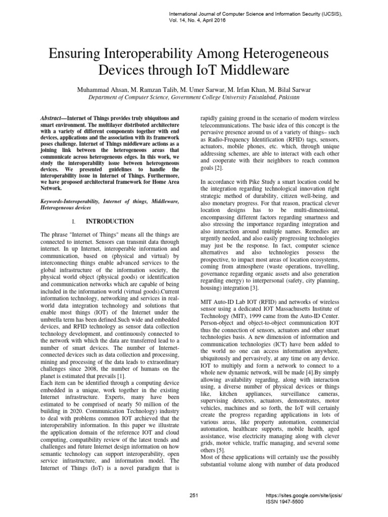 IoT Middleware for Device Interoperability | PDF | Internet Of Things | Computer Network