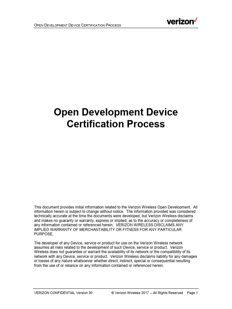 OD Device Certification Process | PDF | Verizon Communications | Mobile ...