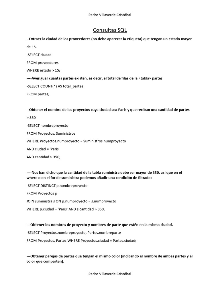 Consultas SQL | PDF | SQL | Datos de computadora