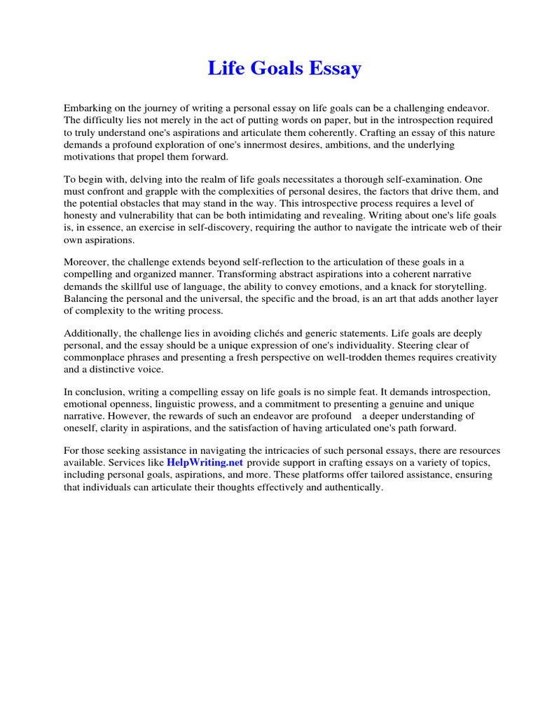 Life Goals Essay | PDF | Indianapolis Colts | Oakland Raiders