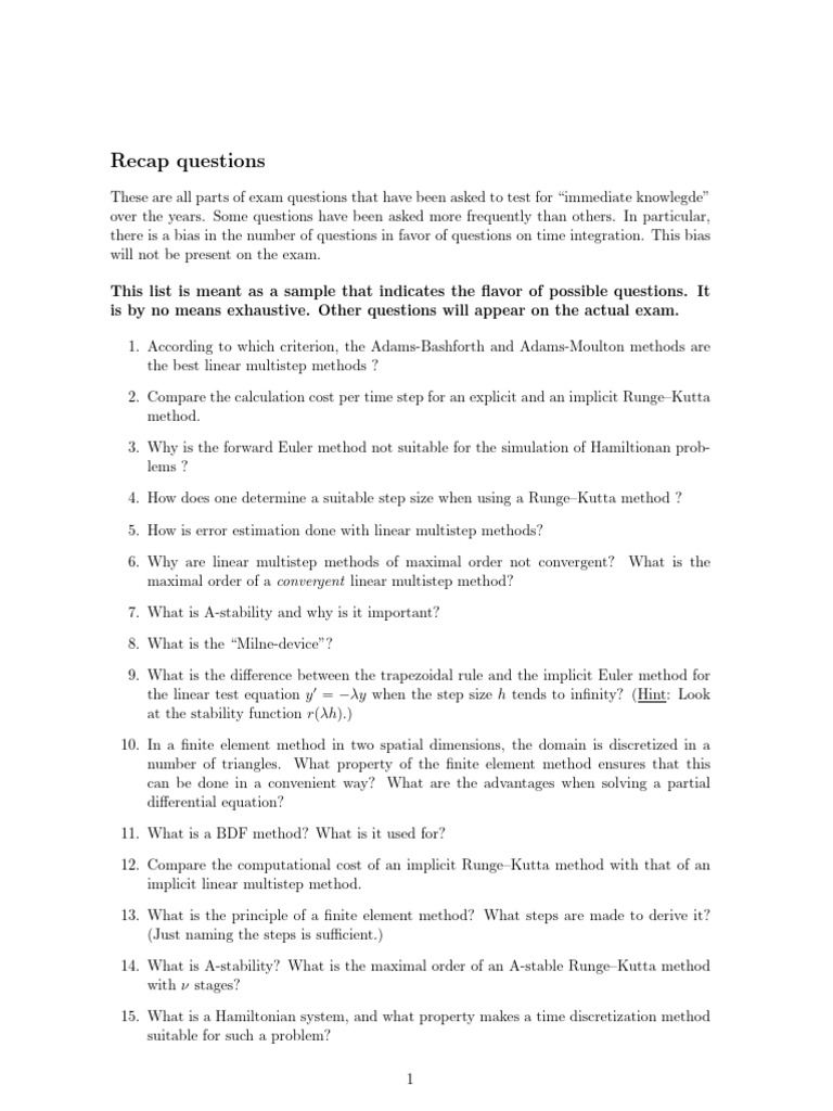 Recap Questions | PDF | Partial Differential Equation | Mathematical ...