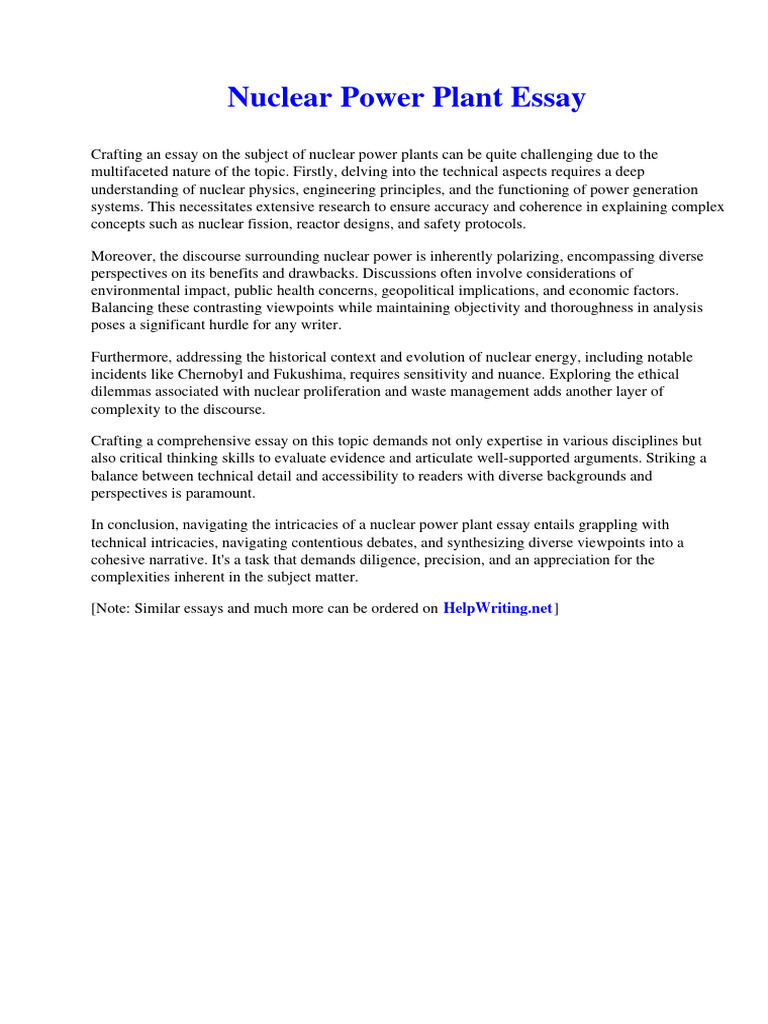 Nuclear Power Plant Essay | PDF | Nuclear Power | Zoo