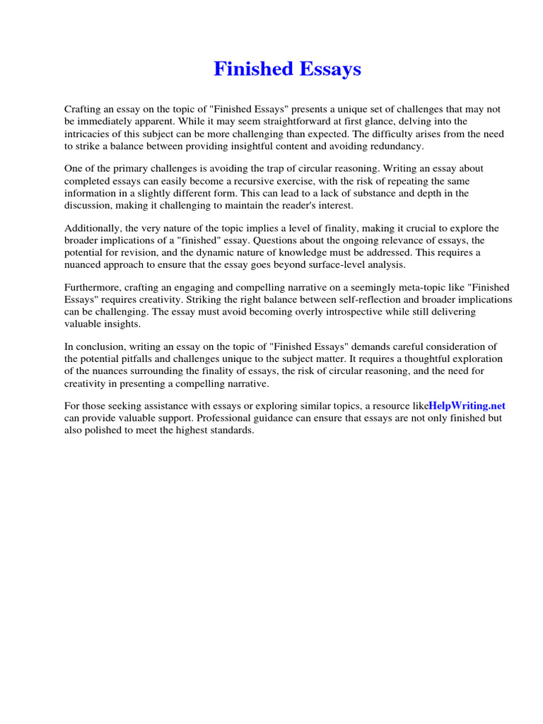 Finished Essays | PDF | Poverty | Poverty & Homelessness