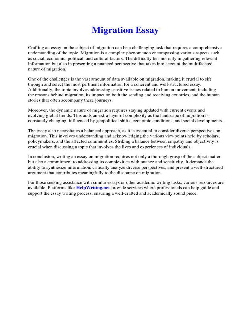 Migration Essay | PDF | Dell | Human Migration