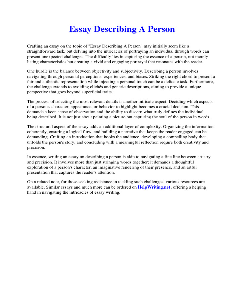 Essay Describing A Person | PDF | Hedonism | Nuclear Proliferation