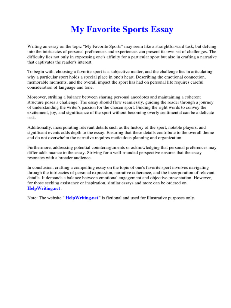 My Favorite Sports Essay | PDF | Essays | Smartphone