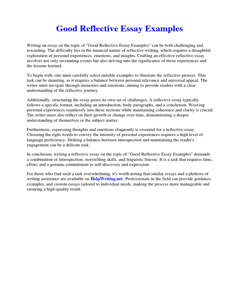 Good Reflective Essay Examples | Download Free PDF | Shogun | Socrates