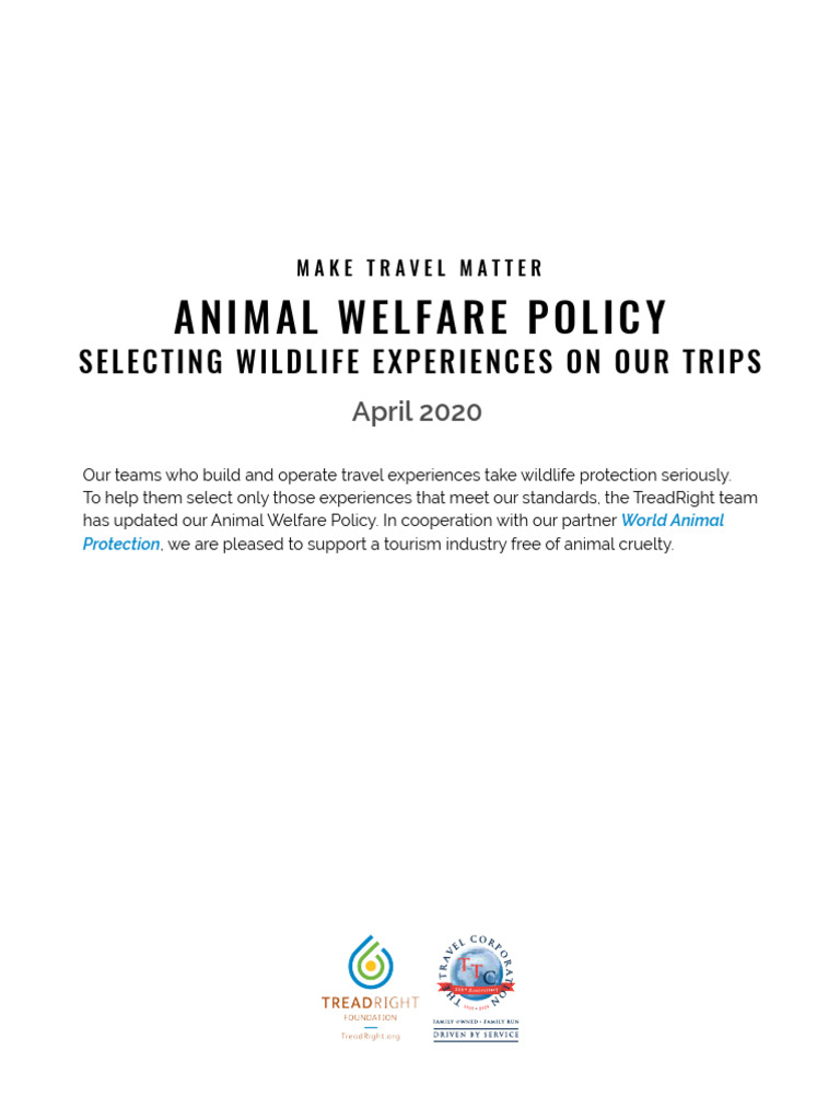 TreadRight Animal Welfare Policy V2 | Download Free PDF | Cetacea | Zoo