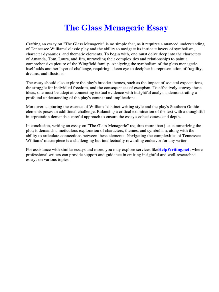 The Glass Menagerie Essay | PDF | Leon Trotsky