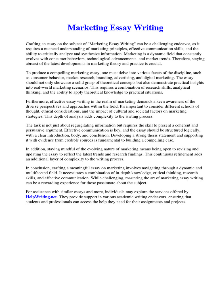 Marketing Essay Writing | PDF | Marketing | Theory