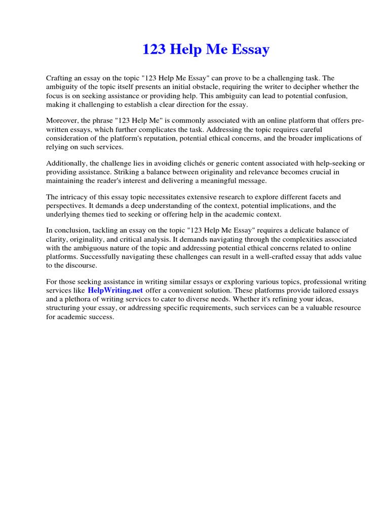 123 Help Me Essay | PDF