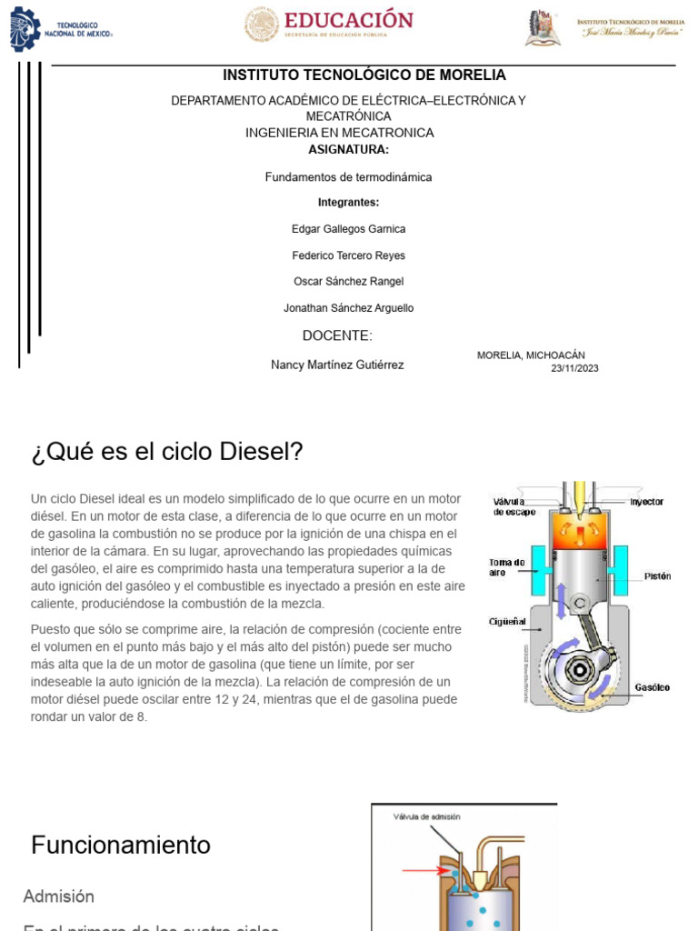 Ciclo Diesel Termodinamica | Descargar gratis PDF | Motor diesel | Motor de combustión interna