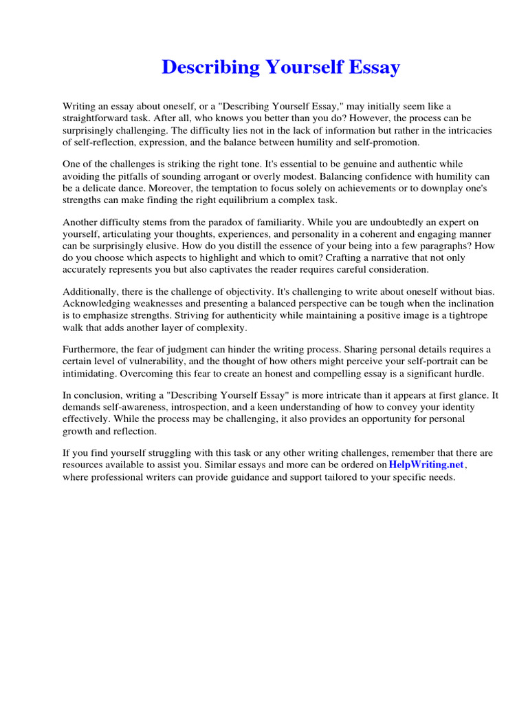 Describing Yourself Essay | Download Free PDF | Eukaryotes | Mitochondrion