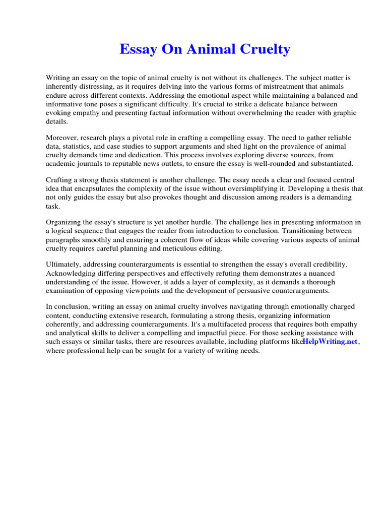 Essay On Animal Cruelty | PDF | Essays