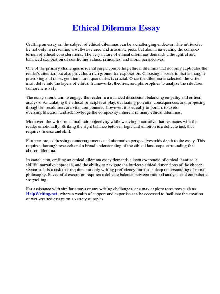 Ethical Dilemma Essay | PDF