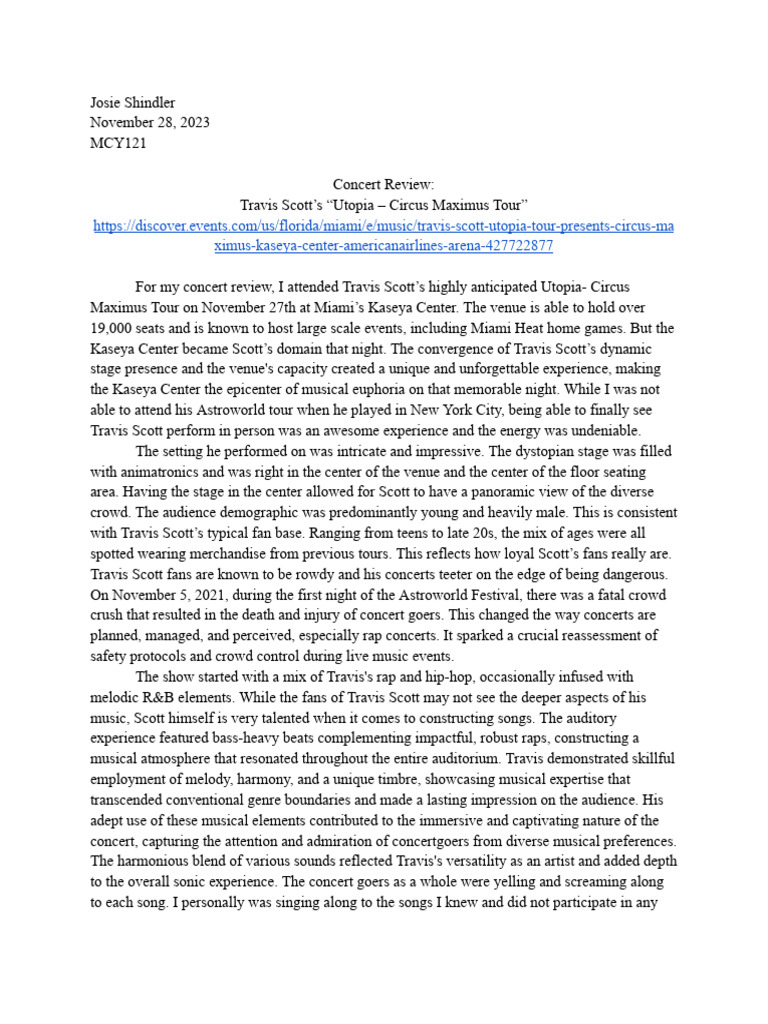 Travis Scott Utopia Tour Review Miami | PDF | Concert