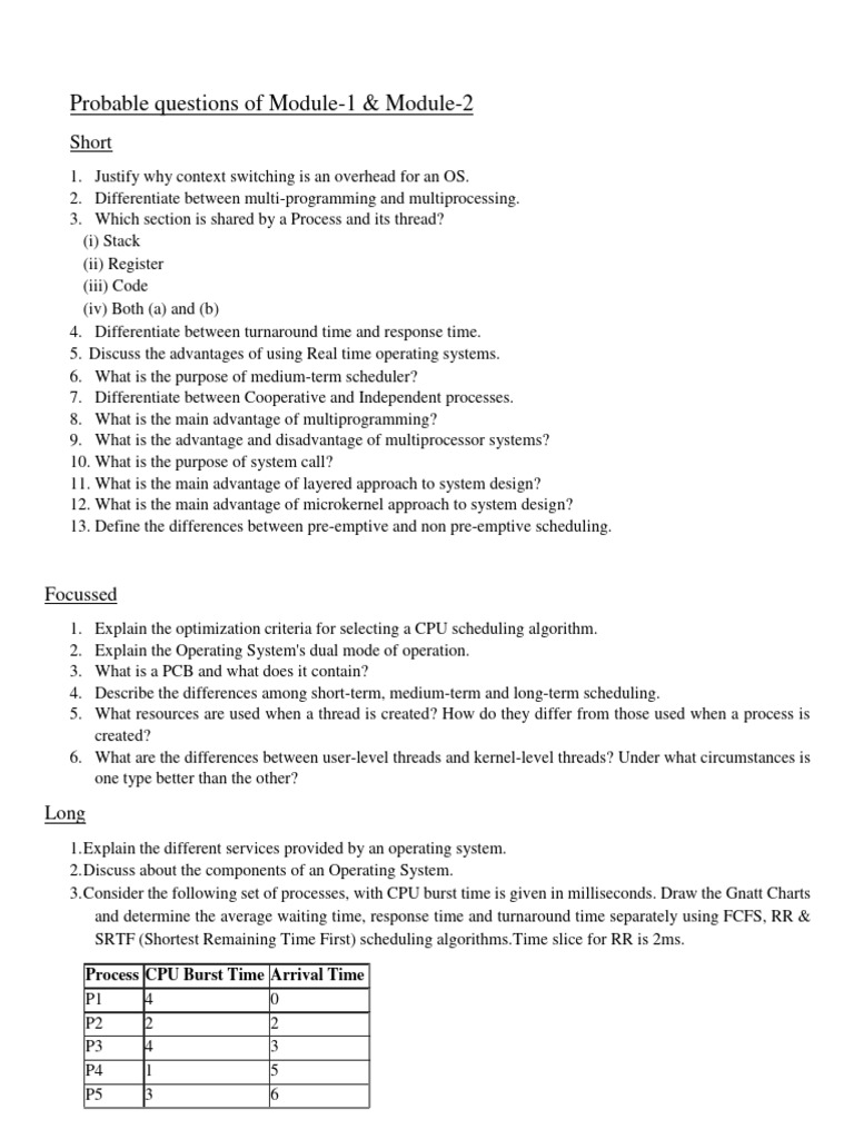 OS Imp 1&2 | Download Free PDF | Scheduling (Computing) | Thread (Computing)