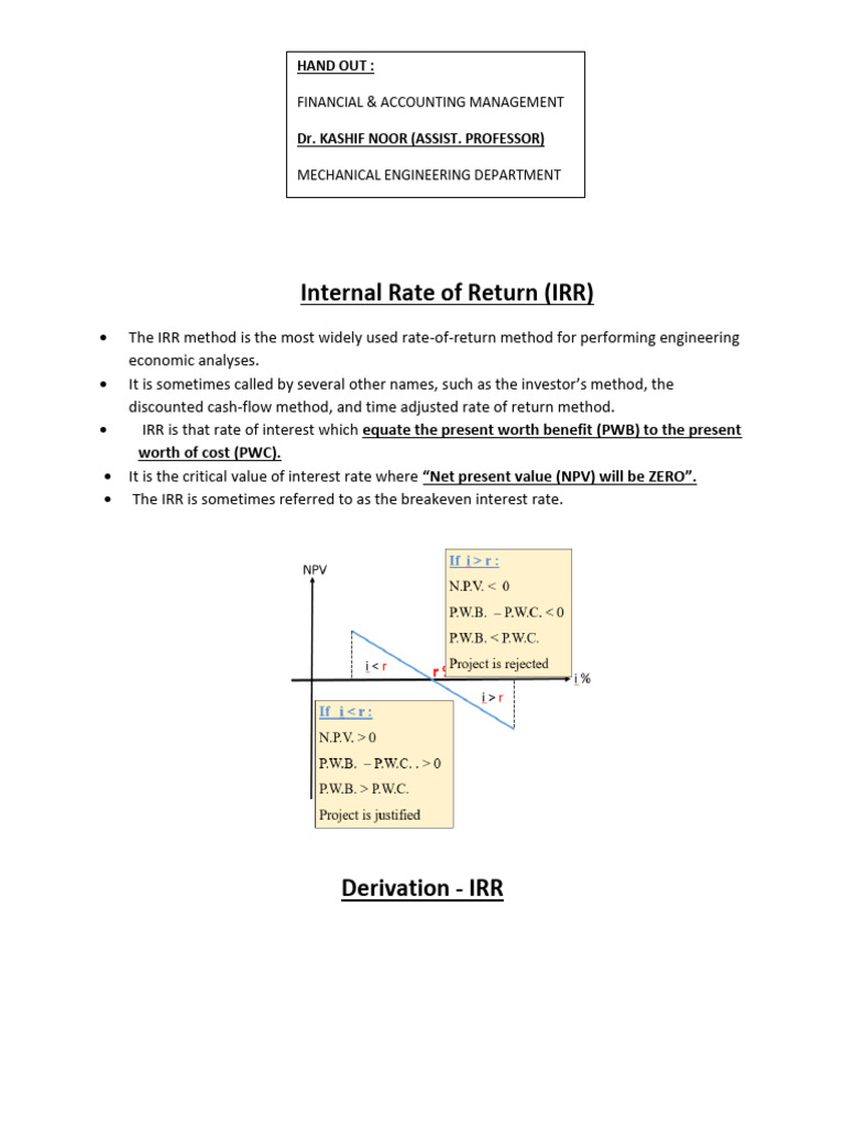 IRR and Payback | PDF | Internal Rate Of Return | Net Present Value