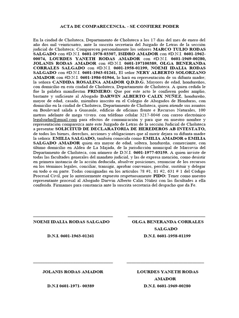 Declaratoria H. Ab Hnos Rodas Salgado | PDF | Sentencia (ley ...