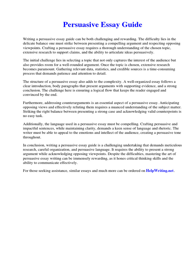 Persuasive Essay Guide | PDF | Essays | Argument