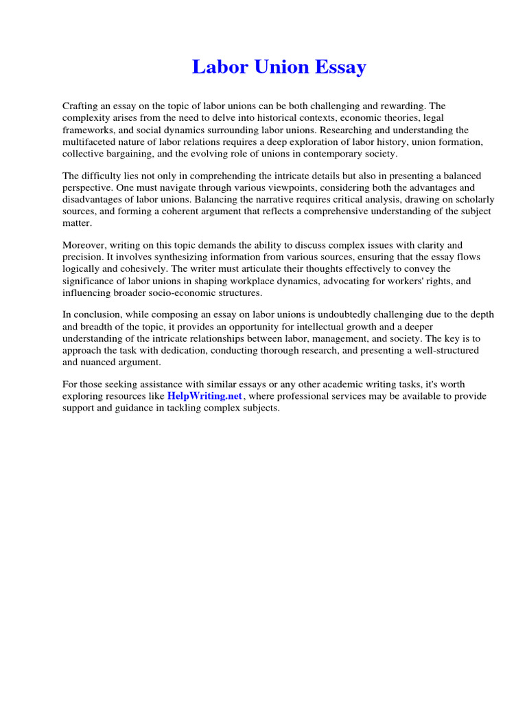 Labor Union Essay | PDF | Crusades | Spanish Empire