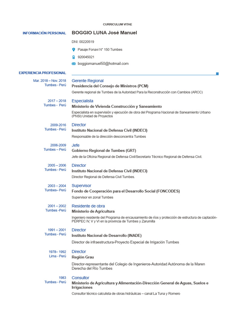 José Manuel Boggio - Tumbes - CU Norte | PDF | Perú | Defensa Civil