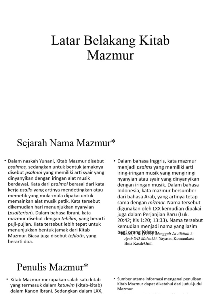 Introduksi Kitab Mazmur | PDF