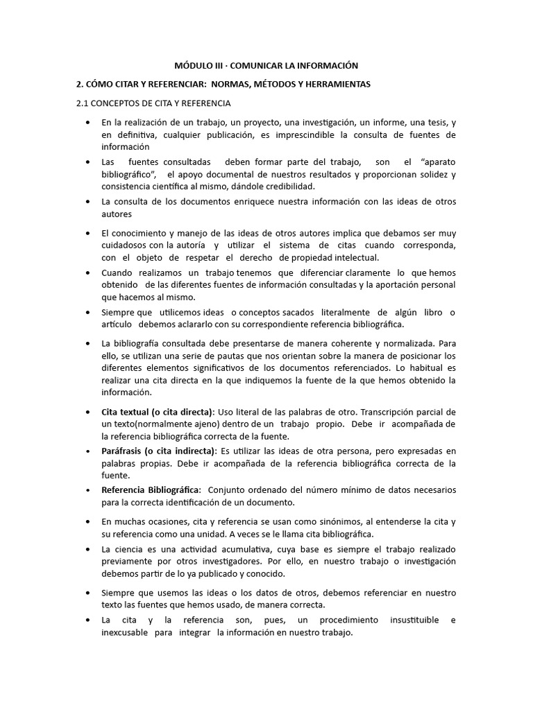 Mã - Dulo Iii Â Comunicar La Informaciã - N | PDF | Citación | Bibliografía