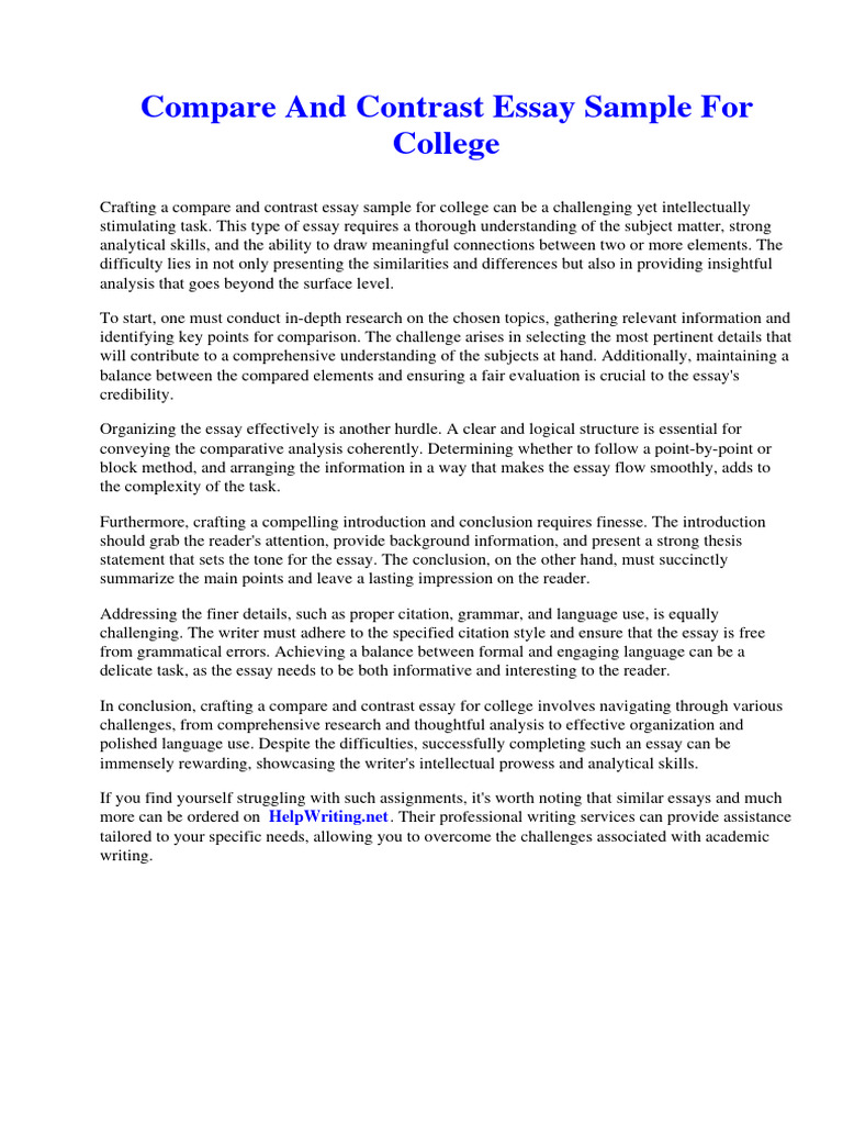 Compare and Contrast Essay Sample For College | PDF | Meteoroid | Essays