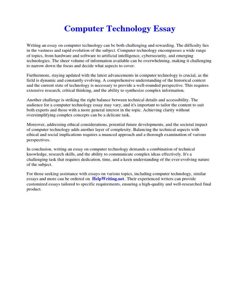 Computer Technology Essay | PDF