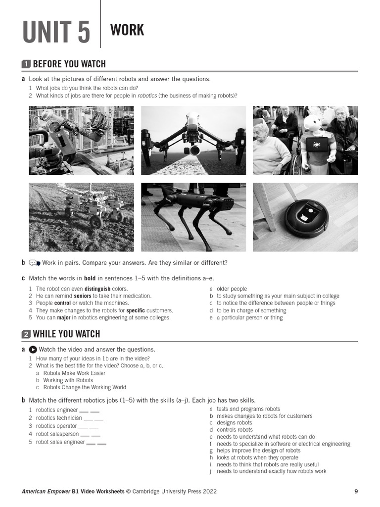 Empower Pre-Intermediate Video Activity Sheet | PDF | Robot | Robotics