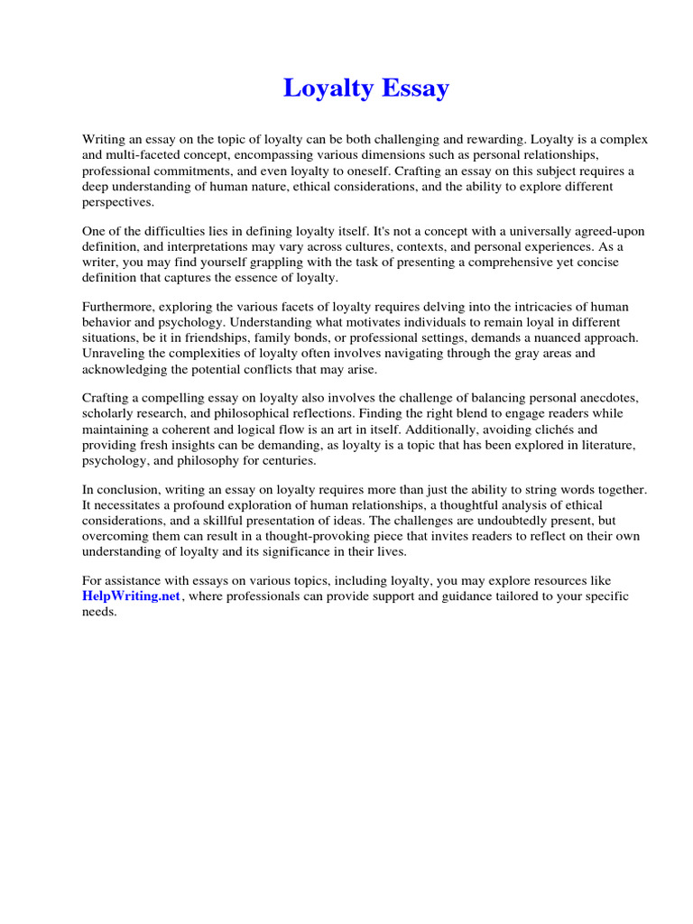 Loyalty Essay | PDF | Motivation | Motivational