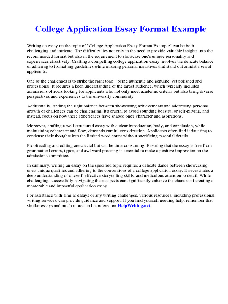 College Application Essay Format Example | PDF | Jesus | Essays