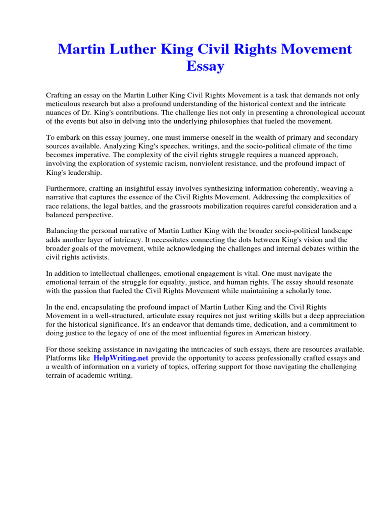 Martin Luther King Civil Rights Essay | PDF | Wildfire | Wolfgang ...