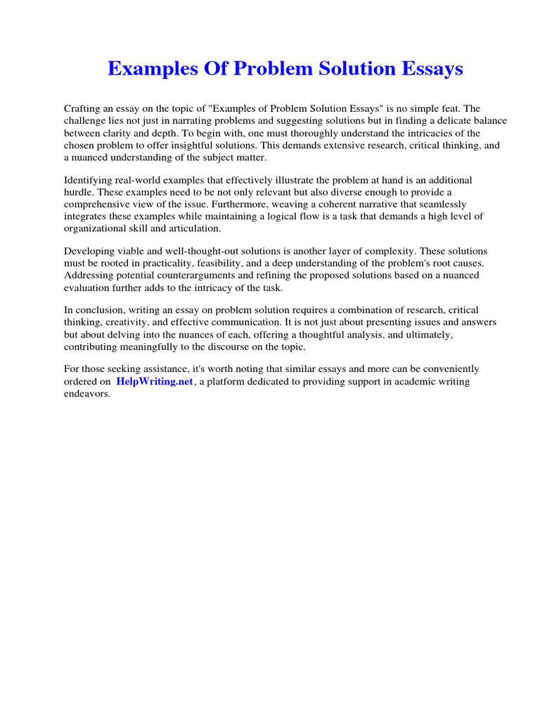 Examples of Problem Solution Essays | PDF | Ecosystem | Ecology