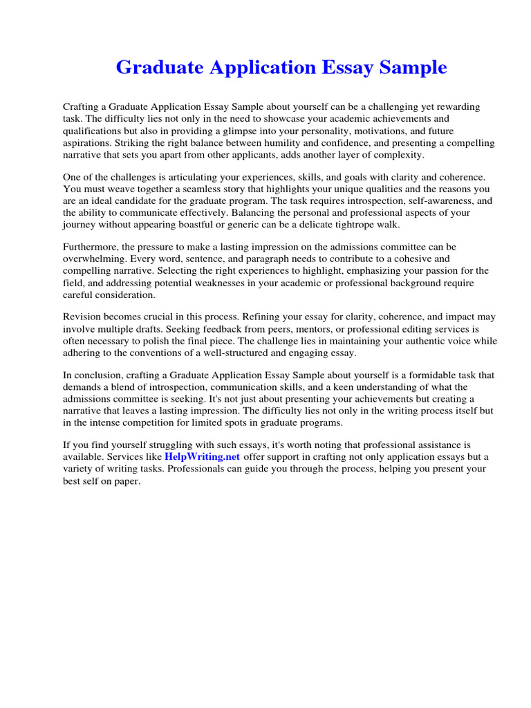 Graduate Application Essay Sample | PDF | Motivation | Motivational